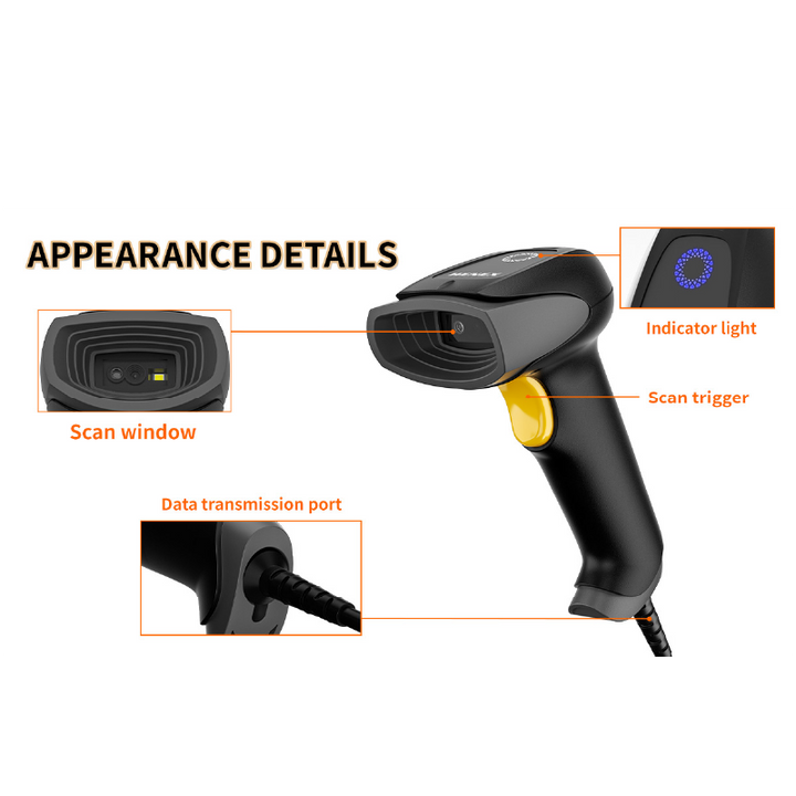 HENEX KD-3206/2D Wired Barcode Scanner – El Dabbah