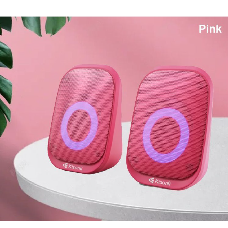 Kisonli X7 Portable Usb 2.0 Mini Speakers with Colorful Light ( Pink ...