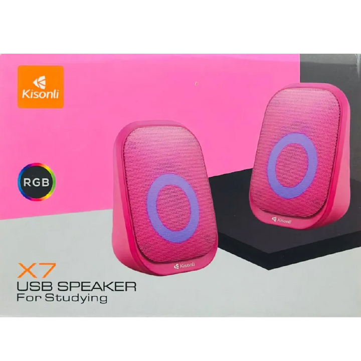 Kisonli X7 Portable Usb 2.0 Mini Speakers with Colorful Light ( Pink ...