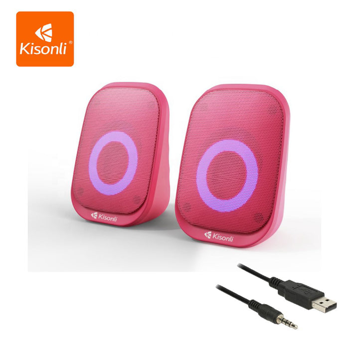 Kisonli X7 Portable Usb 2.0 Mini Speakers with Colorful Light ( Pink ...